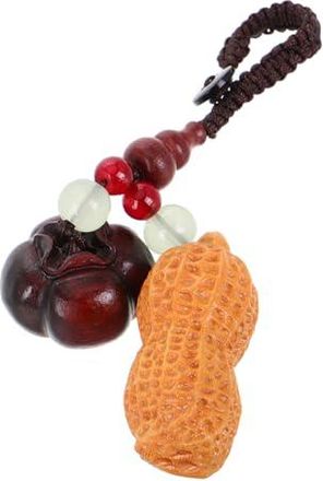 Beaupretty Porte-cl&eacute;s Feng Shui Chinois Bois de H&ecirc;tre Pendentif Cacahu&egrave;te Porte-chance Motivant pour Cl&eacute;s et Sac &agrave; Dos Fait Main Personnalisable