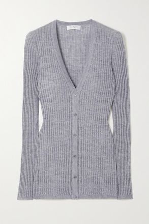 Gabriela Hearst Emma Cardigan Aus Einer Kaschmir-seidenmischung In Pointelle-strick - Grau