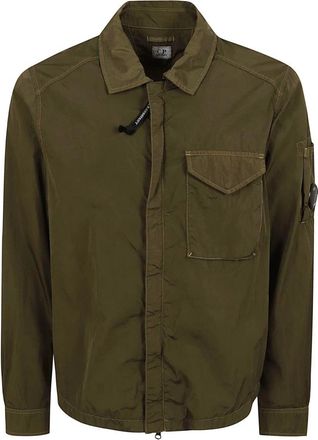 C.P. Company C.p. Company, Homme, Vestes, Vert, Taille: L Chrome-R Zipped Lens Overshirt