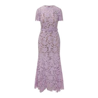 Self Portrait G&uuml;rtel-Midi-Kleid aus floraler Spitze - - Dresses - Damen - Lila - M