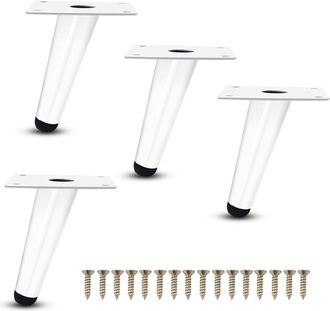 Generic Verstellbare M&ouml;belbeine Aus Metall - 4 St&uuml;ck rutschfeste Sofa Beine, Bett F&uuml;&szlig;e F&uuml;r Tisch, TV-St&auml;nder, Schr&auml;nke, Verdickte St&uuml;tzf&uuml;&szlig;e Mit Gummipads(Wei&szlig;