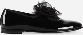 Dolce & Gabbana Slipper Aus Lackleder Mit Blumenapplikation - Mann Driver Und Mokassins Schwarz 42.5