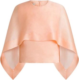 Alberta Ferretti Femme, Blouses et Chemises, Rose, Taille: 36 FR Silk Organza Cape Top