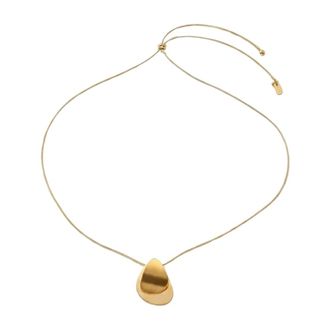 Dansk Copenhagen Ines Waterproof 18K Gold Plated Necklace - Adjustable Chain & Brushed/Polished Stainless Steel - Femme - Accessoires - Jaune - Taille: ONE Size