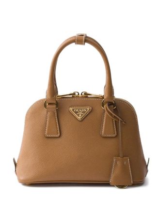 Prada mini sac cabas Promenade en cuir Saffiano - Marron