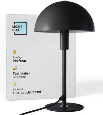 Lightbox Pilz-Tischlampe | 36 cm Höhe, Ø 20 cm | Home Office Schreibtischlampe mit Schalter | LED Lampe (E14 Fassung) als Nachttischlampe & Schreibtisch Zubehö