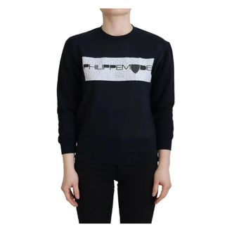 Philippe Model Femme, Sweatshirts et sweats &agrave; capuche, Noir, Taille: 34 FR Pull Imprim&eacute; en Coton Noir