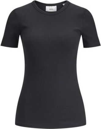 Jack & Jones Jxfrankie STR SS Rib Thé JRS T-Shirt, Schwarz, XS Femme