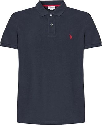 U.S.Polo Association U.s. Polo Assn., Homme, Tops, Bleu, Taille: 2XL Polo en coton avec col boutonn&eacute;