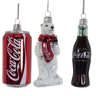 Coca Cola Ware Kurt Adler Mini-Dekofigur aus Glas, 8,9 cm, 3-teiliges Set
