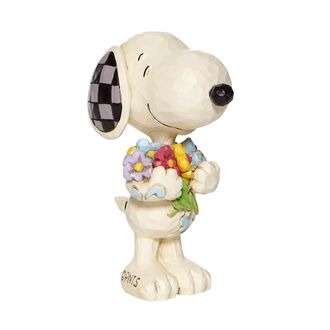 Enesco Peanuts by Jim Shore Snoopy Holding Spring Flowers Miniaturfigur, 7,6 cm, Mehrfarbig Wei&szlig;