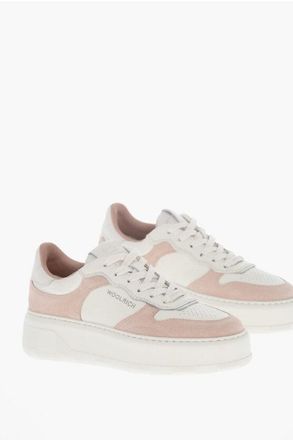 Woolrich Hammered Leather Low-Top Sneakers With Suede Details size 37