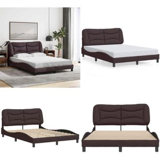 vidaXL Bettgestell ohne Matratze Dunkelbraun 140x190 cm Stoff - Doppelbett - Holzrahmen - Bettsofa - Boxspringbetten - Lattenrost - Home & Living