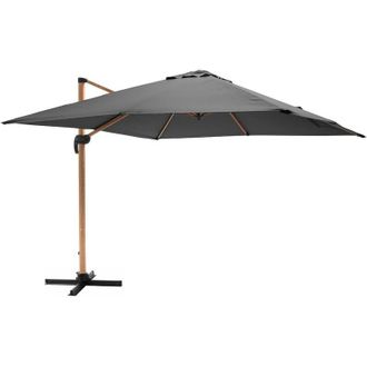 Oviala Parasol d&eacute;port&eacute; carr&eacute; 3x3m effet bois anthracite