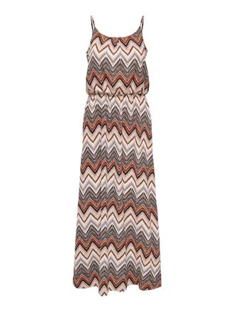 Only Damen Maxi Kleid Winner Tr&auml;gerkleid mit Alloverprint 15177381 Cloud Dancer Arabian Zigzag 38