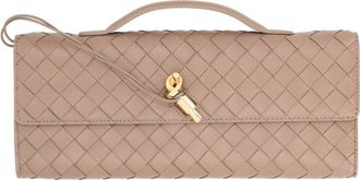 Bottega Veneta Womens Clutch Bag Andiamo Beige Leather Lamb