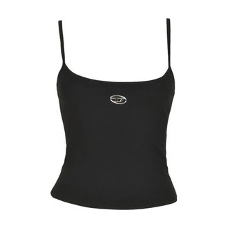 Diesel Femme, Tops, Noir, Taille: 42 FR Ribbed Stretch Cotton Top