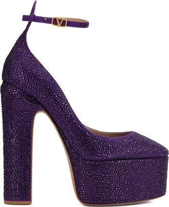 Valentino Garavani escarpins Tan-Go 155 mm &agrave; ornements en cristal - Violet