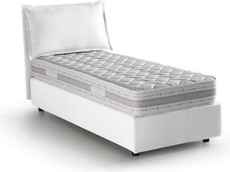 Talamo Italia Roberta Einzelbett, Bettkasten mit Stoffbezug, 100 % Made in Italy, seitliche &Ouml;ffnung, inklusive Matratze 80x190 cm, Wei&szlig;