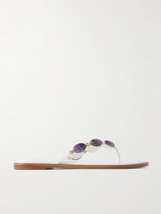 Gianvito Rossi Tongs En Cuir &Agrave; Ornements Shanti - Blanc