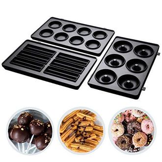 Russell Hobbs Zusatzplatten 3er Set [Cake Pop, Mini Donut & Churros] Ergänzung für 3-1 Multifunktionsgerät Fiesta 24540-56 (spülmaschinengeeignete, hochwertige anti