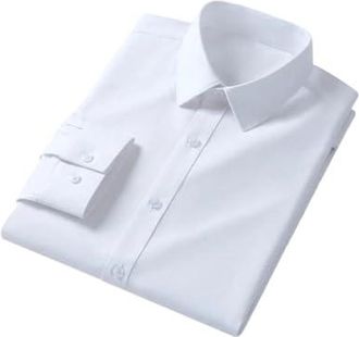 Generic Chemises &agrave; manches longues en laine pour homme, coupe ajust&eacute;e, couleur unie, hauts de bureau et daffaires, S9791, 3XL
