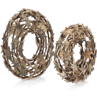 Com-Four 2X Rebenkranz mit Sternen 30cm & 40cm - Deko-Tischkranz aus Zweigen - natürlicher Türkranz zum selber Schmücken - DIY Naturkranz als Tischdeko (2 Stüc