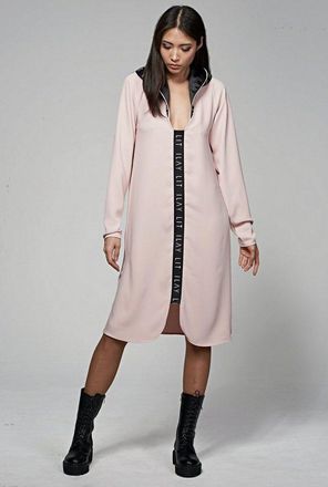Ilay Lit Midikleid Hoodie Dress mit Labelband- Dawn- Hellrosa
