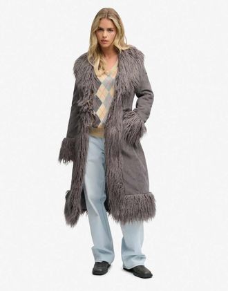 Superdry langer Afghan-Mantel in Cosmic Blue-Blau