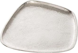 Brandsseller Plateau D&eacute;co Assiette d&eacute;coratif en Aluminium Tablette styl&eacute;e pour ustensiles D&eacute;coration - Environ 21 x 18 cm - Argent&eacute;