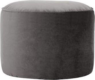 Icon Brand Milano Hocker, Dunkelgrau, Flauschiger Samt Stoff, Samt Sitzsack, Sitzpuff Hocker mit Füllung, Fußhocker für das Wohnzimmer, Deko Wohnzimmer