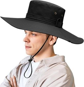 Generico Chapeaux de soleil pour femme - Casquette de plage l&eacute;g&egrave;re respirante pliable unisexe pour activit&eacute;s de plein air, Noir