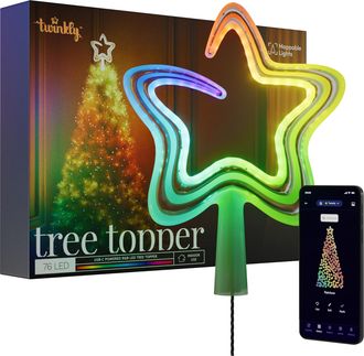 Twinkly Baumspitze, Helle Christbaumspitze, Stern mit 76 Kartierbaren RGB-LEDs, USB Typ C, Smarte Mehrfarbige LED-Lichter, Kompatibel mit Alexa und Google Hom
