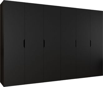 Mirjan24 Kleiderschrank mit Einlegeb&ouml;den und Kleiderstange Midere 300, Vielseitiger Dreht&uuml;renschrank, Elegantes Kleiderschrank 6-t&uuml;rig (Schwarz)