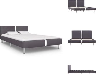 vidaXL Bettgestell Grau Kunstleder 140 x 200 cm - Bettrahmen - Doppelbett - Holzbetten - Kunstlederbett - Modernes Bett