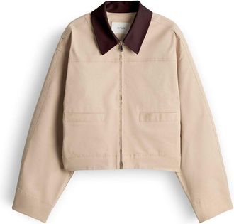 OPUS Kurzjacke Kurzjacke aus Webware mit Twillstruktur Boxy Fit, leicht verk&uuml;rzt, Paspeltaschen und Rei&szlig;verschluss
