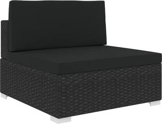 vidaXL Si&egrave;ge central sectionnel 1 pc et coussins R&eacute;sine tress&eacute;e Noir Vidaxl