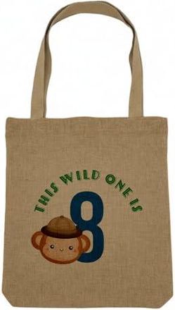 Fabulous Sac Shopping Tote Bag Aspect Lin - This Wild One is 8 Celebration Birthday Party Gift Safari Animals - Sac de Courses Toile Epaisse 360g Beige Naturel