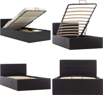 vidaXL Stauraumbett Hydraulisch Schwarz Kunstleder 90×200 cm - Stauraumbett - Hydraulisches Bett - Kunstledersofa - Boxspringbetten - Doppelbett - Home &