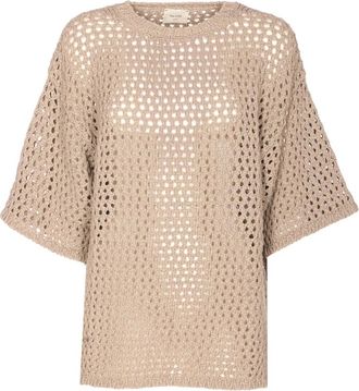 Alysi Femme, Pulls, Beige, Taille: 36 FR Maglia Spring Tricot M/C