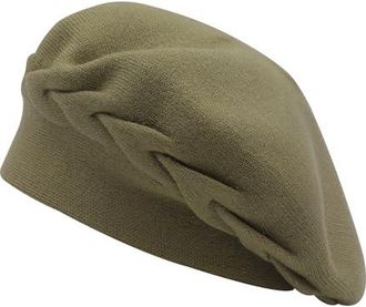 ZLYC Béret classique français pour femme, couleur unie, chaud, béret, Couleur unie vert moyen/jaune, taille unique