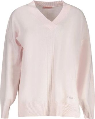 Guess Rosa Acryl V-Ausschnitt Pullover Damen - - Knitwear - Damen - Rosa - XS