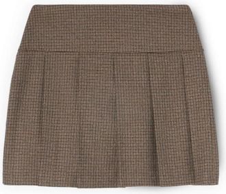 Motivi Femme, Jupes, Beige, Taille: 46 FR Check Pattern Pleated Mini Skirt