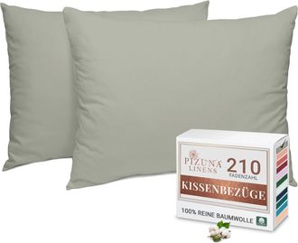 Pizuna Kissenbezug 70x90 cm 2er Set Baumwolle Silber, Atmungsaktiv 100% langstaplige Baumwolle in Perkalbindung Nur Kissenbezug (Silber Kissenbezug 2er Set)