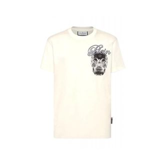 Philipp Plein Rundhals-T-Shirt Glass Skull - - Tops - Herren - Wei&szlig; - L