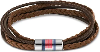 Tommy Hilfiger Jewelry Geflochtenes Lederarmband für Herren Braune Farbe - 2790425