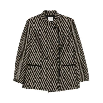 Forte_Forte Chevron Zweireihiger Mantel - - Jackets - Damen - Schwarzk - XS
