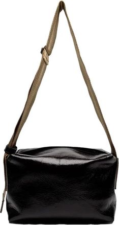 Uma Wang Leather with Woven Strap Shoulder Bag - Black