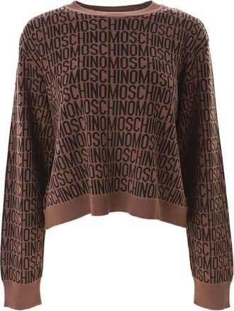 Moschino Femme, Pulls, Brun, Taille: 38 FR Pull en maille jacquard logo