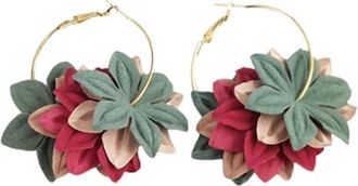 Generic Boucles doreilles pendantes tendance en tissu pour femme - Motif p&eacute;tales color&eacute;s - Grandes boucles doreilles fantaisie multicolores